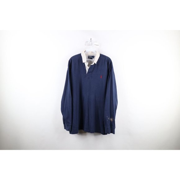 Ralph Lauren | Shirts | Vintage 9s Ralph Lauren Mens Xl Distressed Long Sleeve Rugby Polo Shirt ...